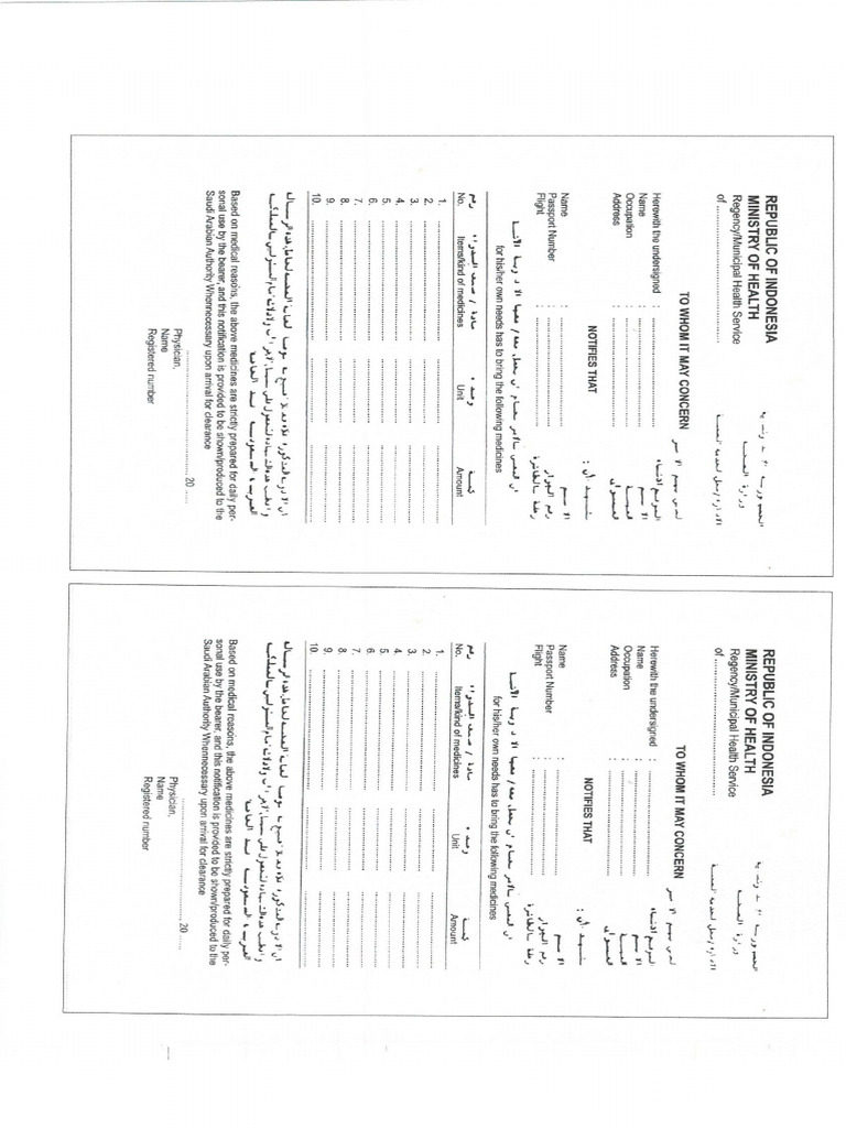 Form Obat-Obatan Jamaah Haji 2024 2 Hal | PDF