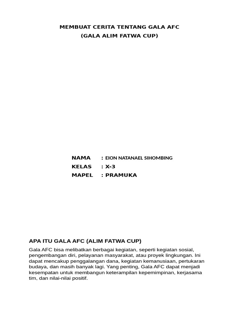 Membuat Cerita Tentang Gala Afc | PDF