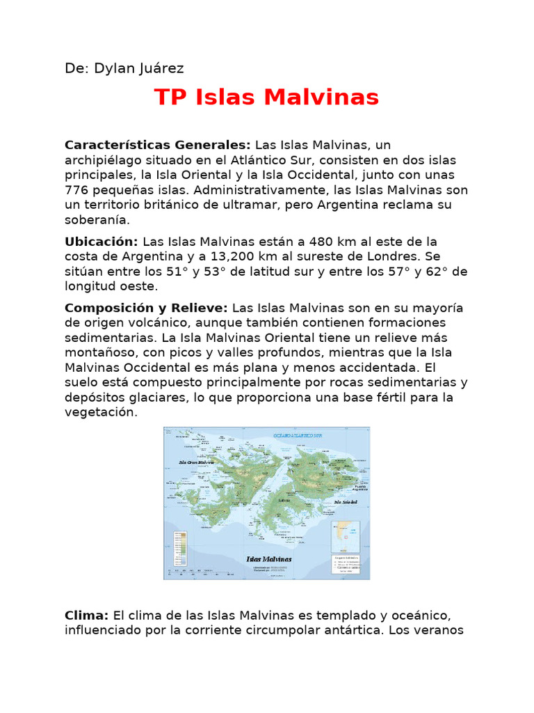 Recursos y relieve de las Islas Malvinas | PDF | Isla | Clima