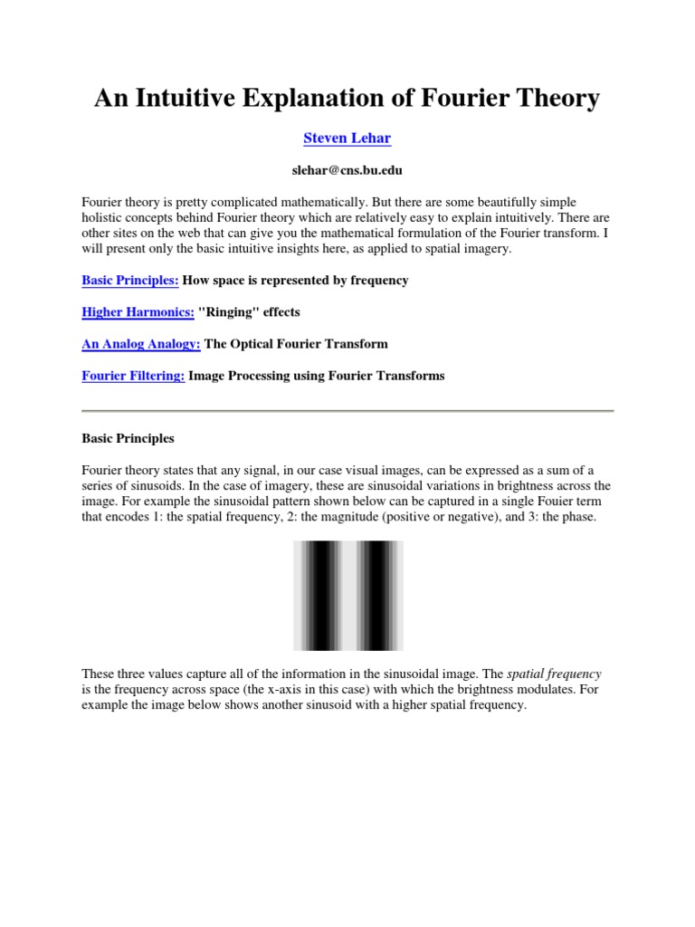 An Intuitive Explanation of Fourier Theory | PDF | Fourier Transform | Lens (Optics)