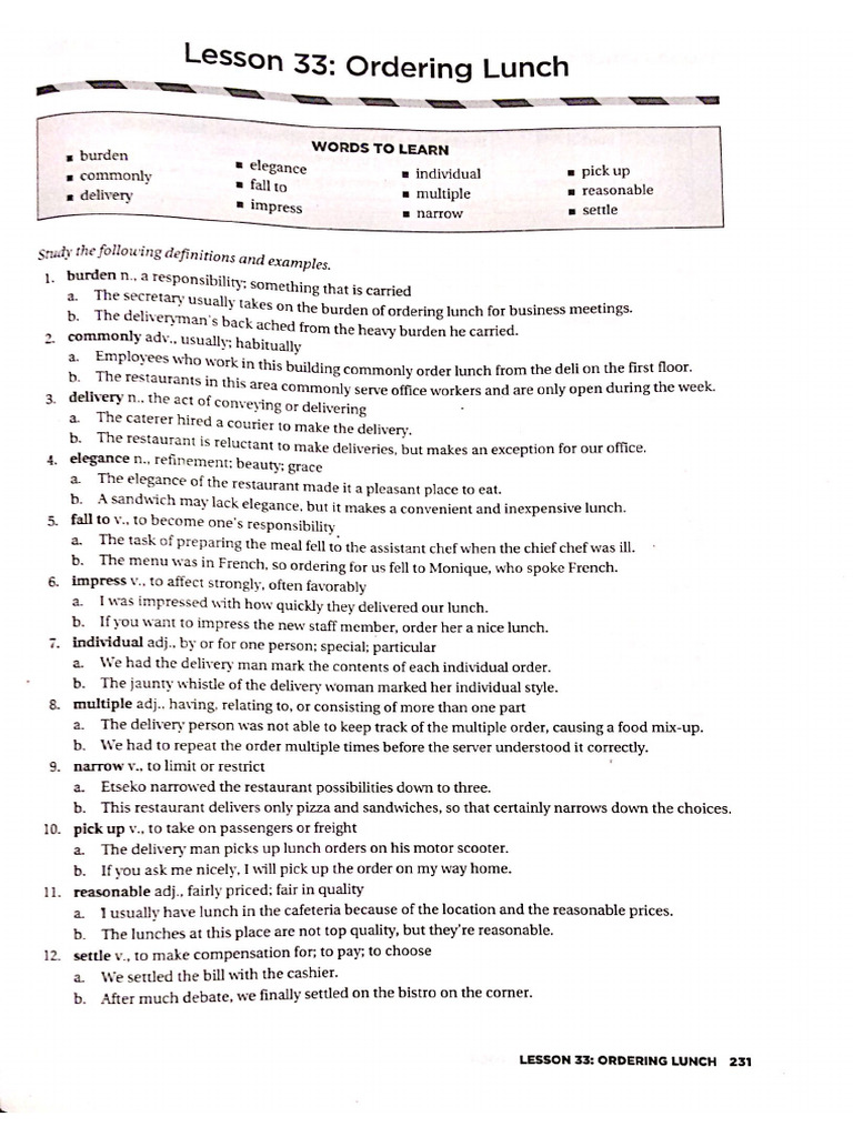 Lesson 33 - Ordering Lunch | PDF