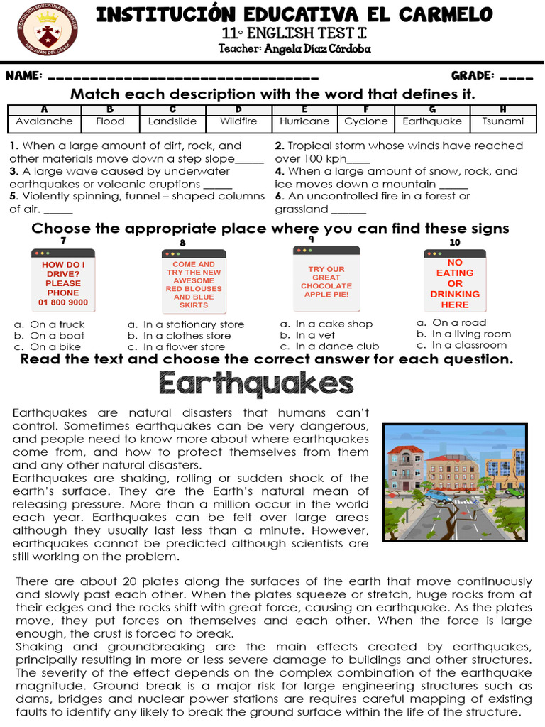 Quiz I | PDF | Earthquakes | Natural Disasters