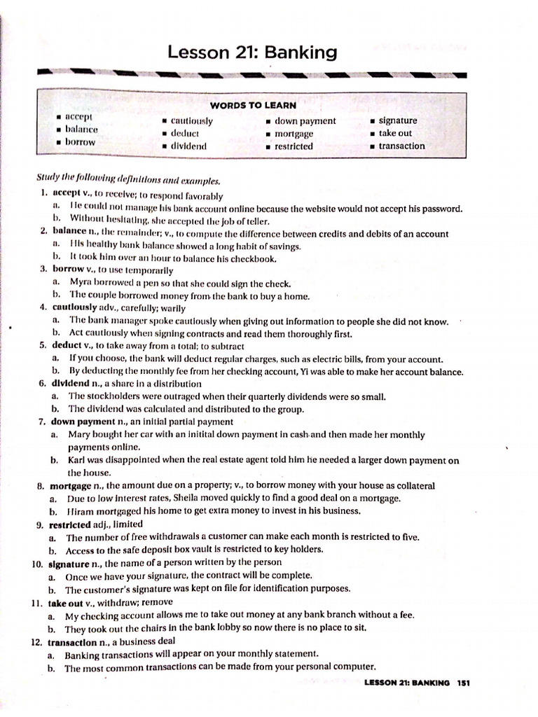 Lesson 21 Banking | PDF