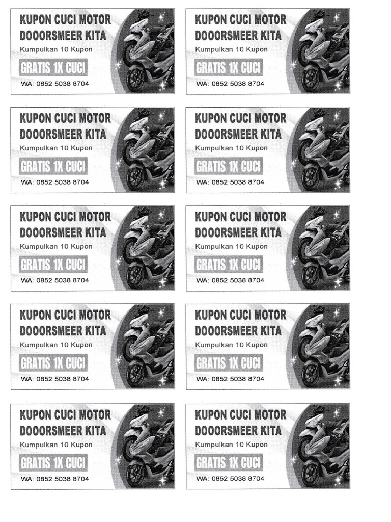 Kupon Cuci Motor | PDF