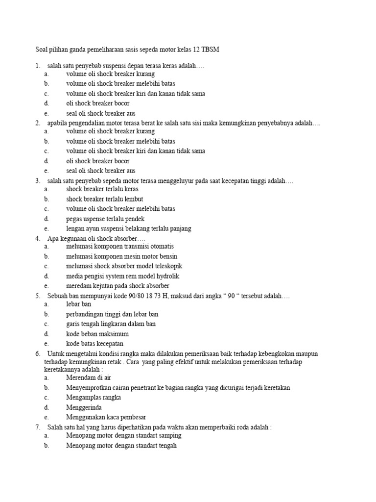 soal-pemeliharaan-sasis-sepeda-motor-kelas-12-tbsm_compress | PDF