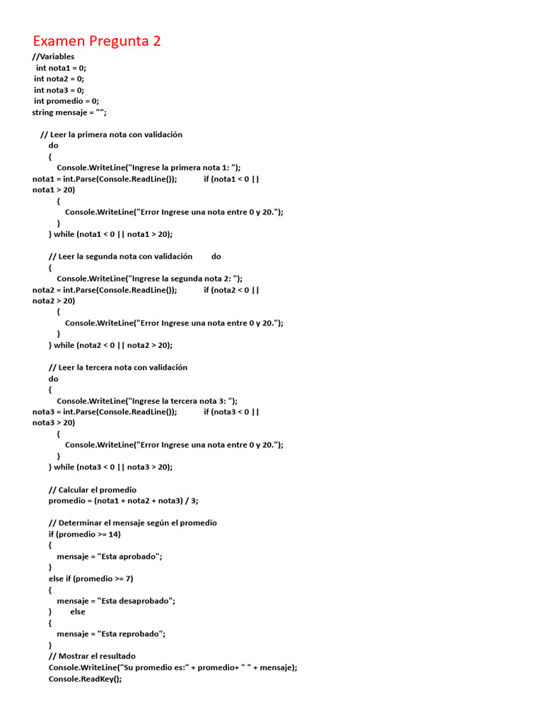 Ejercicios Promedio 1ro J Combinado | PDF | Programación de computadoras | Ingeniería de software