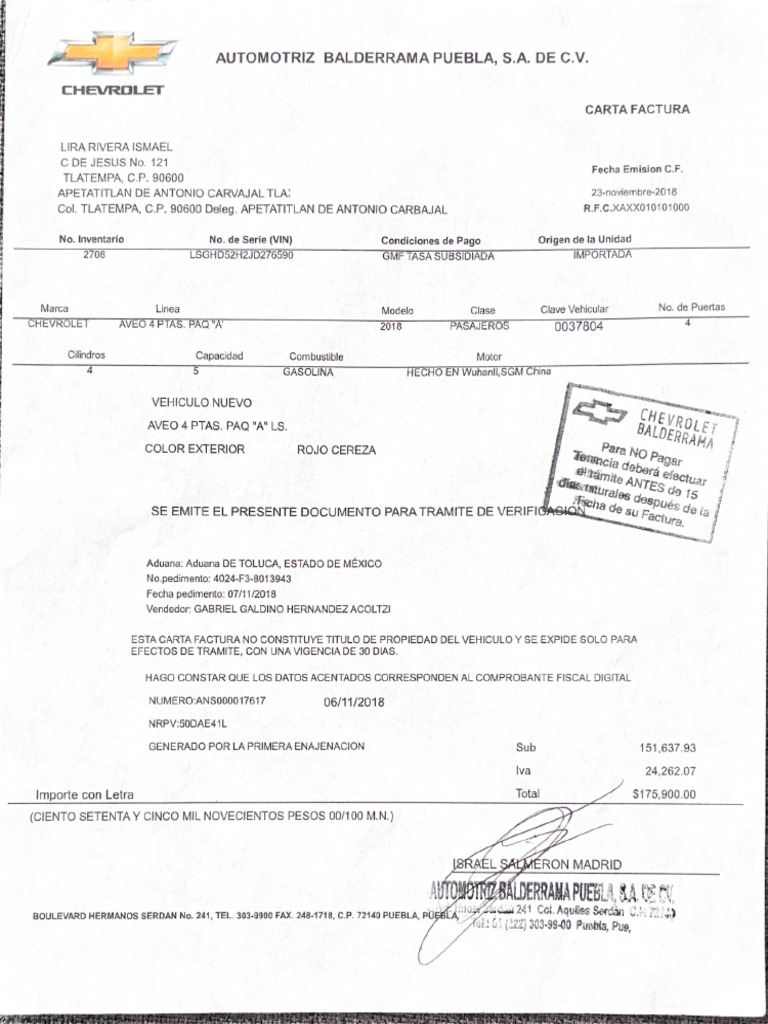 Automotriz Balderrama Puebla, S.A. de C.V. | PDF