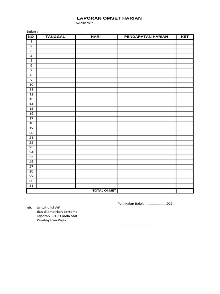 Format Laporan Omset | PDF