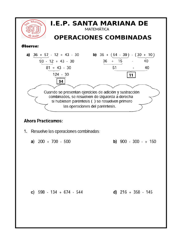 Clase3-Operaciones Combinadas | PDF