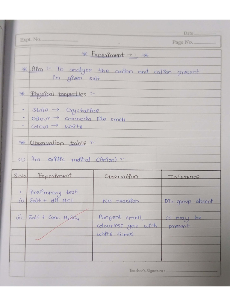 Chemistry Practical File Work | PDF