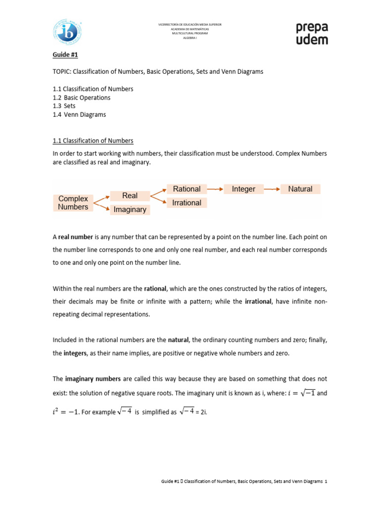 01 - Classification of Numbers, Basic Operations, Sets and Venn ...