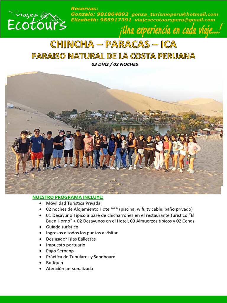 Chincha - Paracas - Ica 3D 2N | PDF
