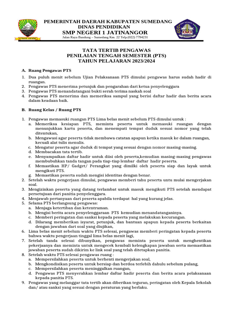 Tata Tertib Pengawas - Asat 2023 | PDF