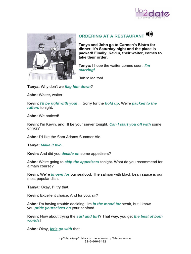 Restaurant Ordering Guide and Tips | PDF | Waiting Staff | Menu
