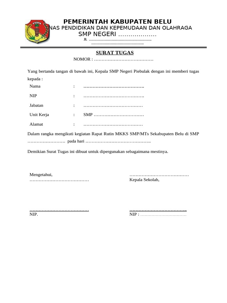 Surat Tugas MKKS | PDF
