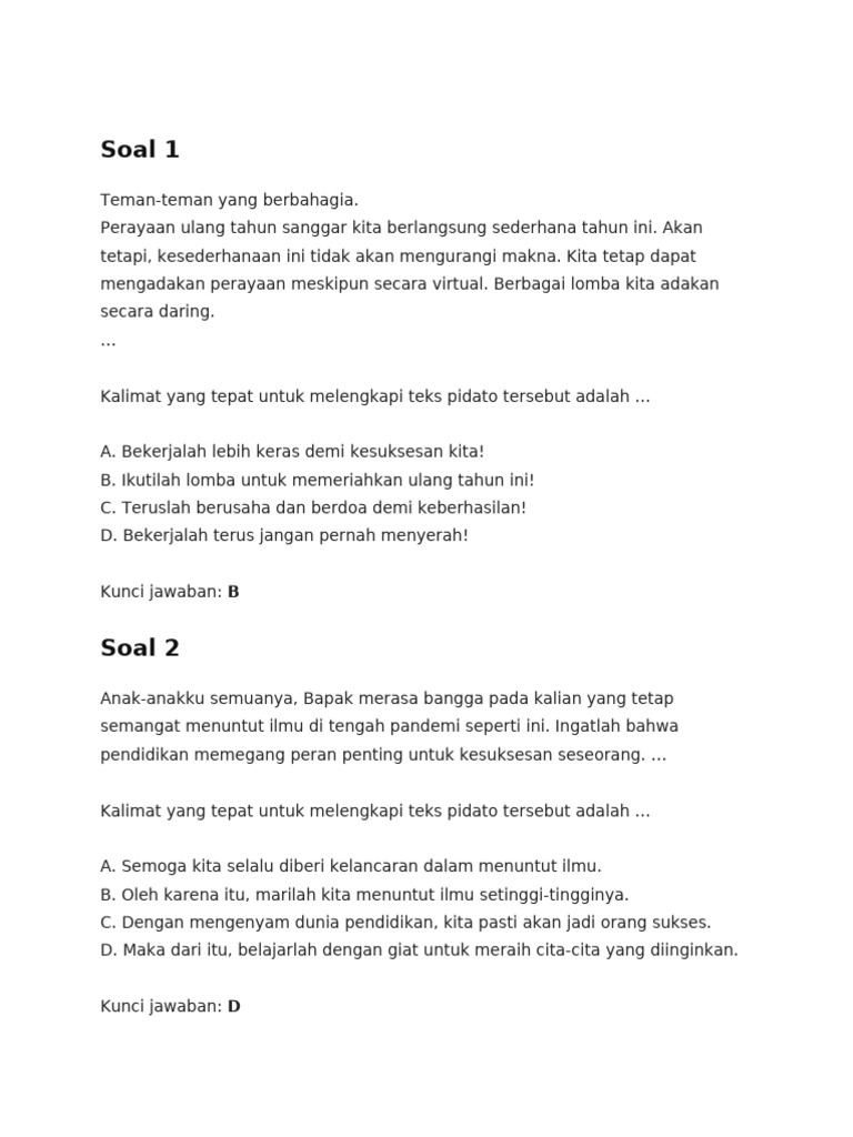 Contoh Soal Melengkapi Teks Pidato | PDF
