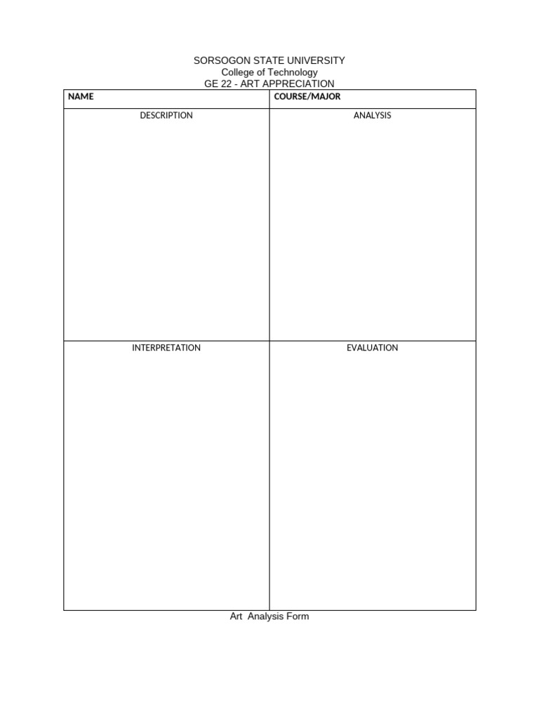 Art Analysis Form | PDF
