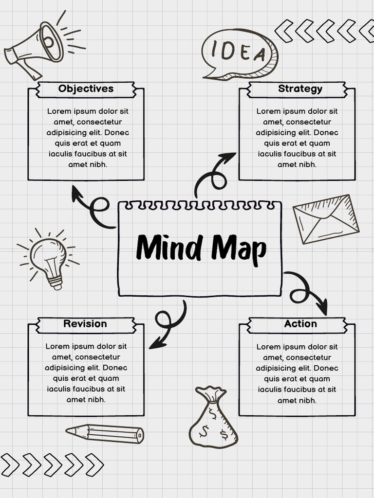 Black White Doodle Cute Mind Map A4 Document PDF | PDF