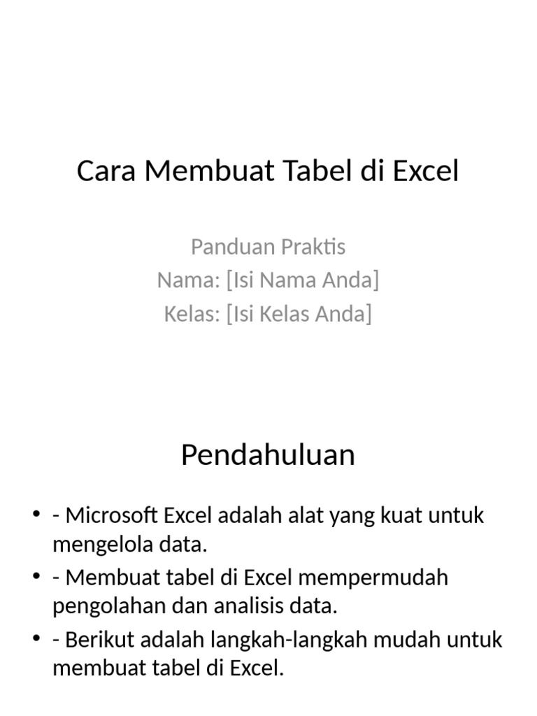 Cara Praktis Membuat Tabel di Excel | PDF