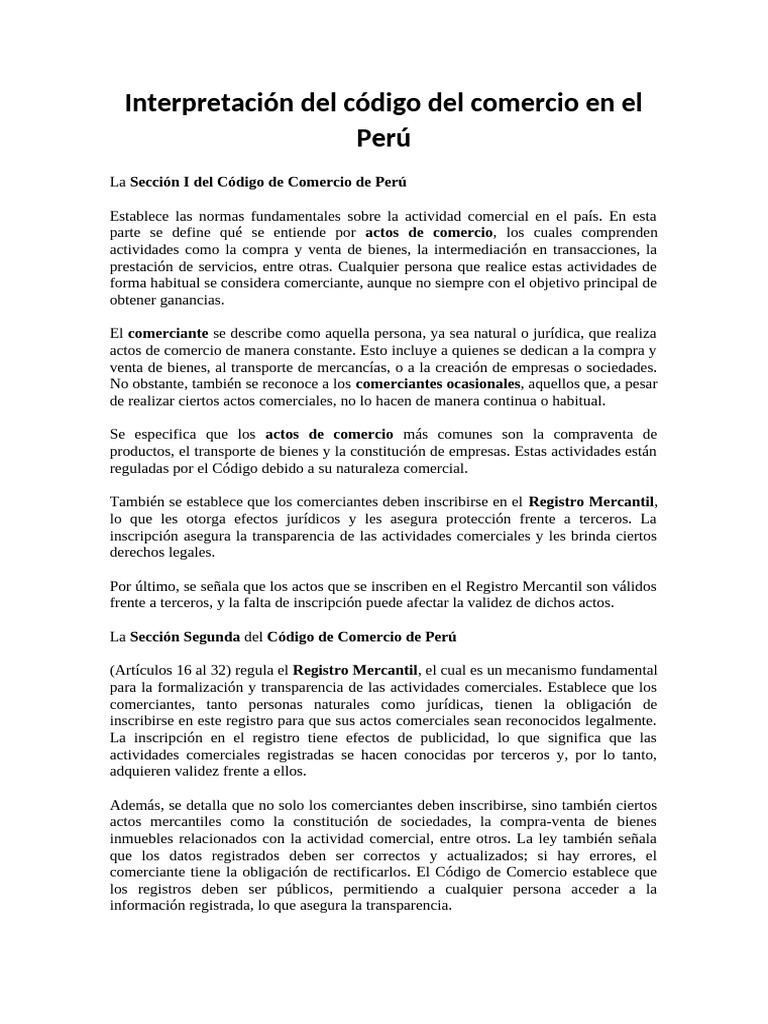 Resumen del Código de Comercio Peruano | PDF | Contabilidad | Comercio
