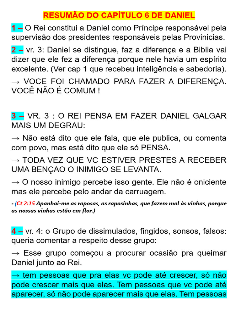RESUMÃO DO CAPÍTULO 6 DE DANIEL Oficial | PDF | Daniel (personagem ...