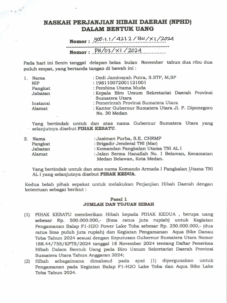 NASKAH PERJANJIAN HIBAH DAERAH (NPHD)_0001 | PDF