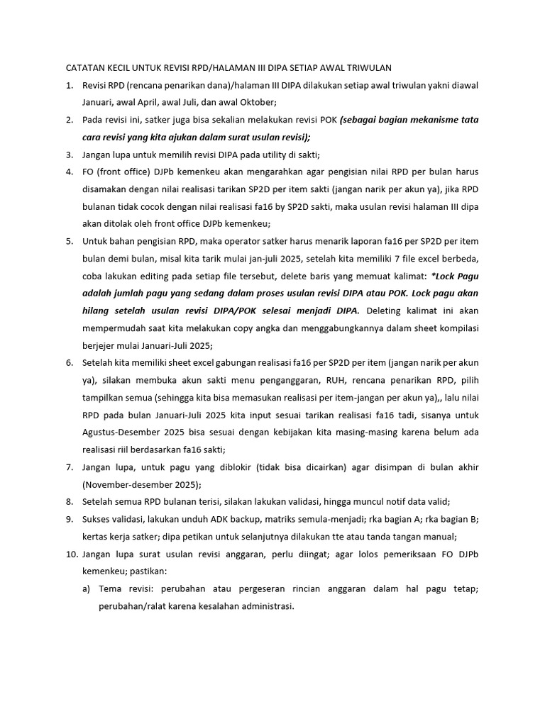 Catatan Kecil Untuk Revisi RPD | PDF
