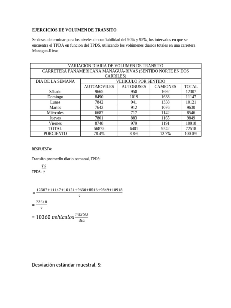 Intervalos de Tránsito en Managua-Rivas | PDF