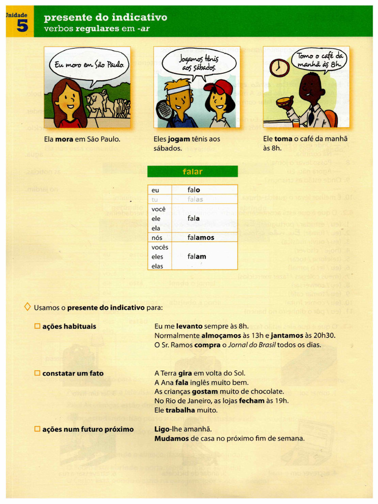 Revisão - Verbos No Presente (Reg. e Irreg.) | PDF