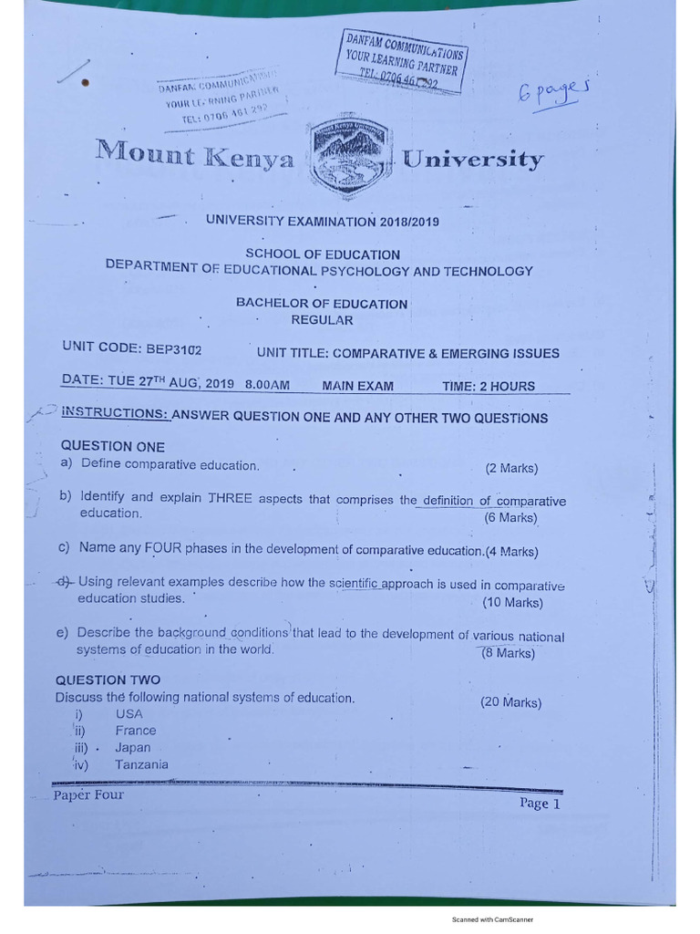 Comparative and Emerging Issues Revision Papers. | PDF