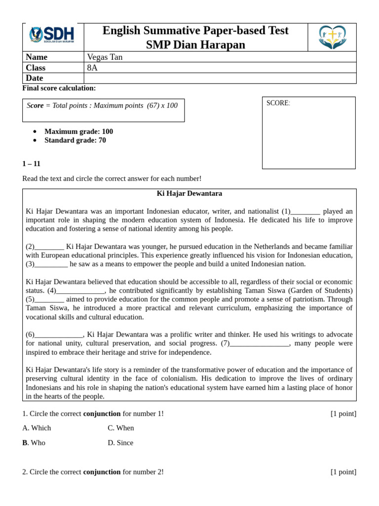 (B) English Summative Paper | PDF | Sushi | Adjective