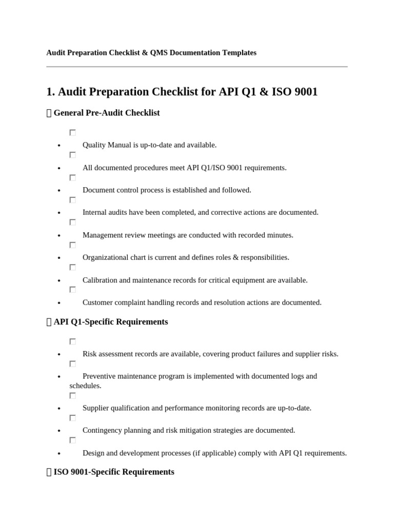 API - Audit Preparation Checklist | PDF | Quality Management System | Audit