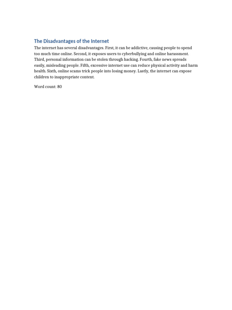 Disadvantages of Internet Use | PDF