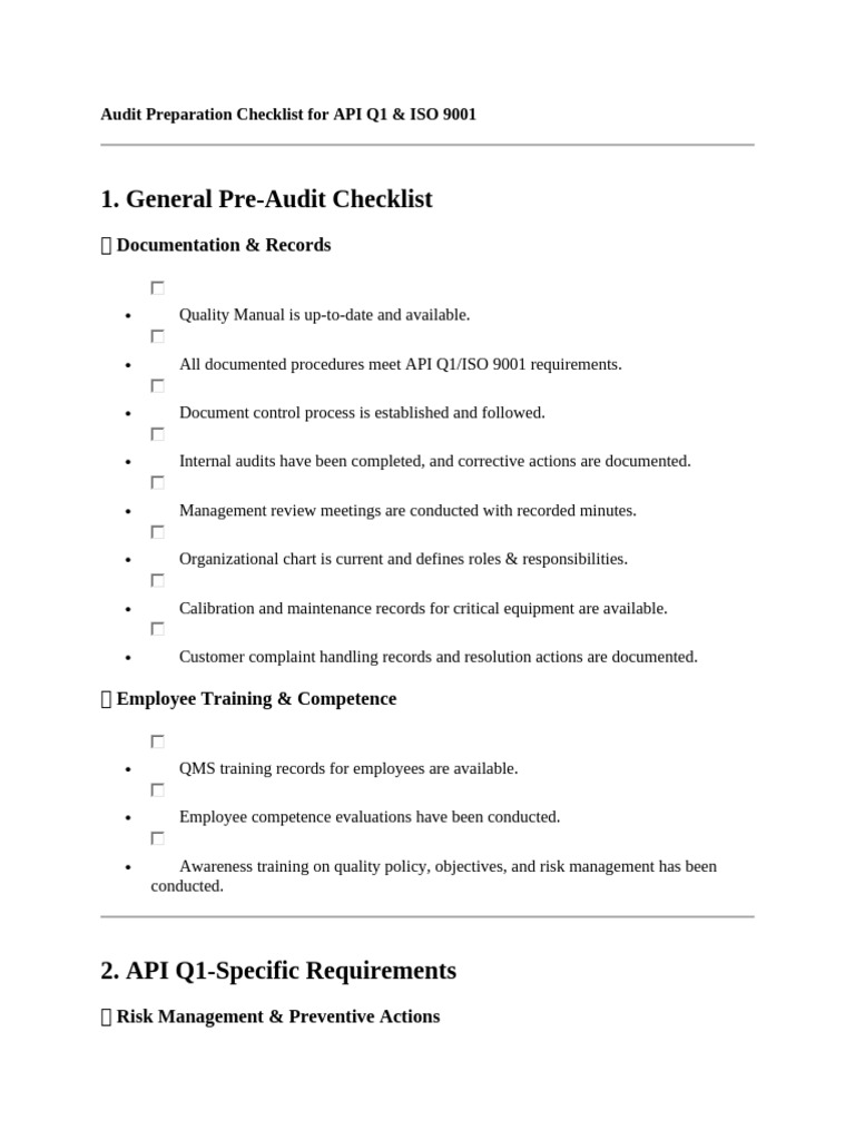 API Q1 - Audit Preparation Checklist | PDF | Internal Audit | Audit