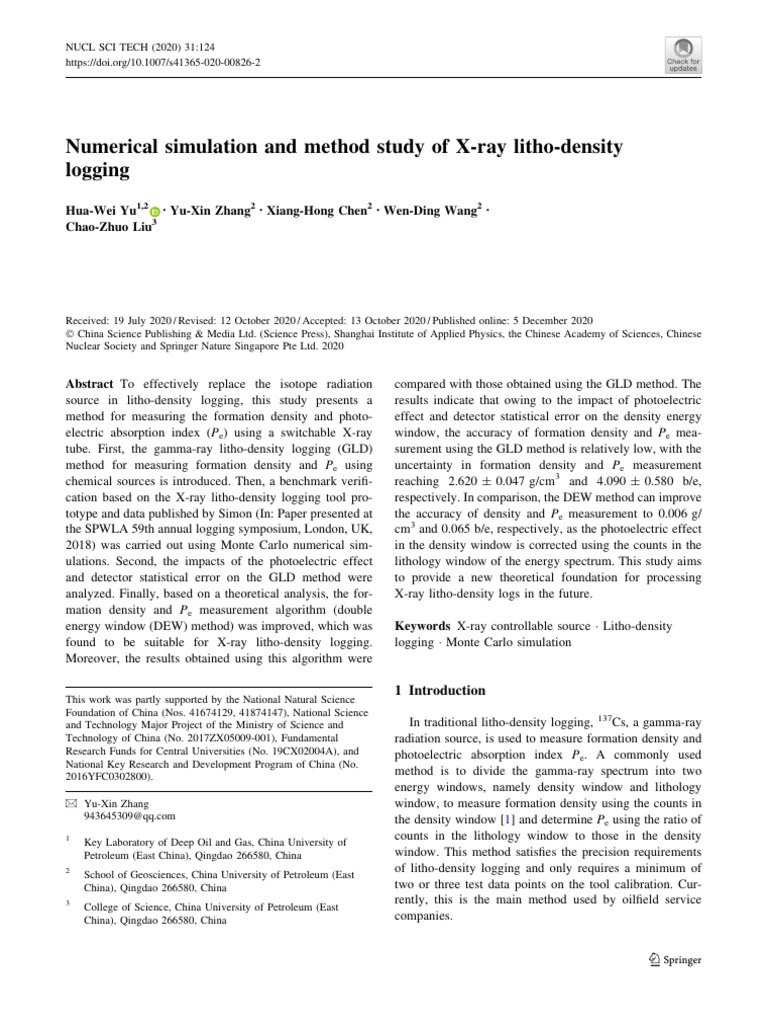 Numerical simulation and method study of X-ray litho-density logging ...