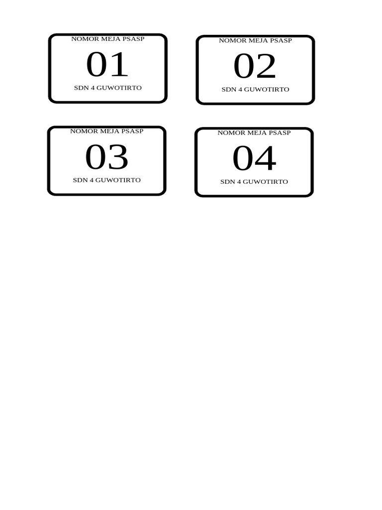 Nomor Meja | PDF