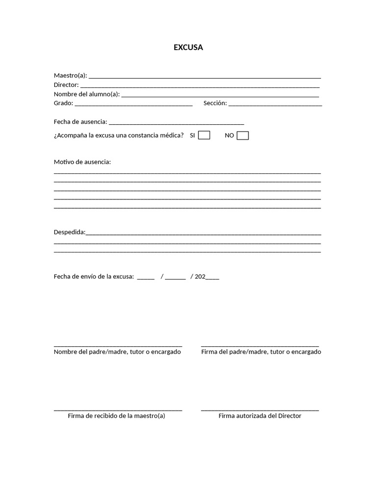 Formato Excusa-2025 (2) | PDF