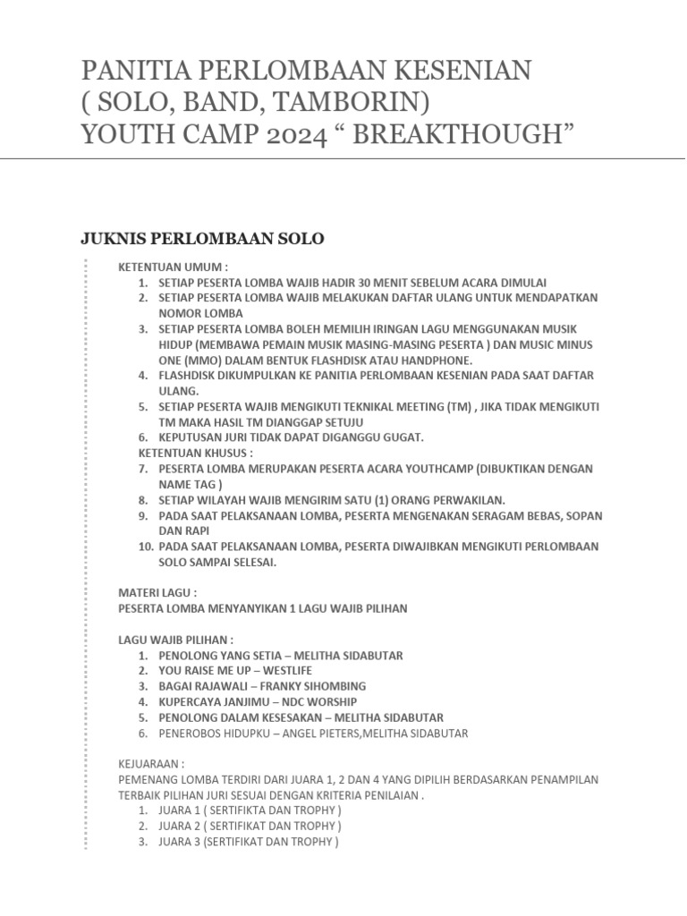 Penerobos Hidupku di Youth Camp 2024 | PDF