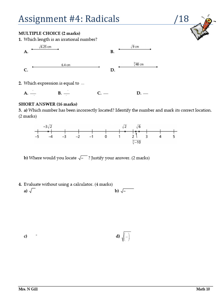 Assignment 4 Radicals | PDF | Mathematics | Arithmetic