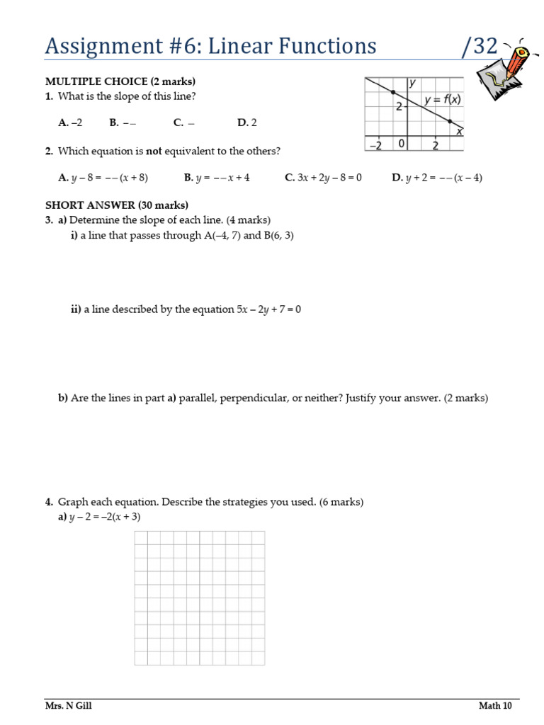 Assignment 6 Linear Functions | PDF | Equations | Mathematical Analysis