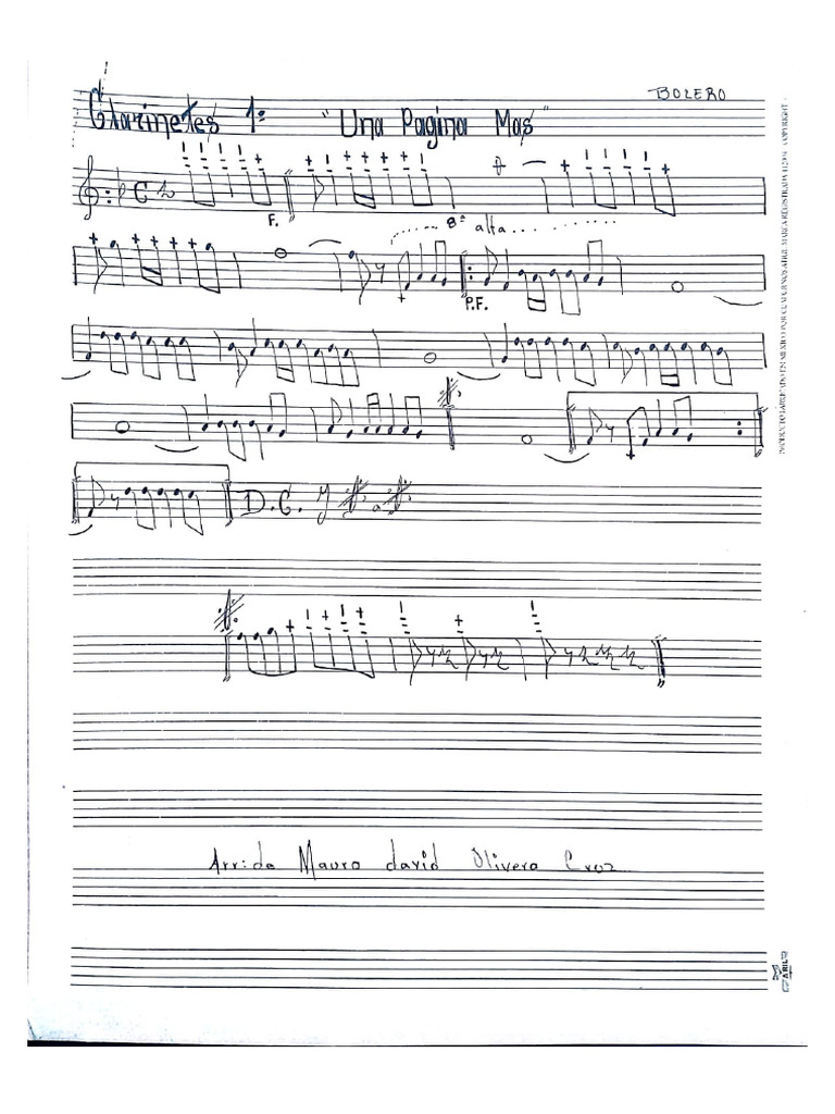 Una Pagina Mas Bolero Arr. Mauro Olivera Cruz | PDF