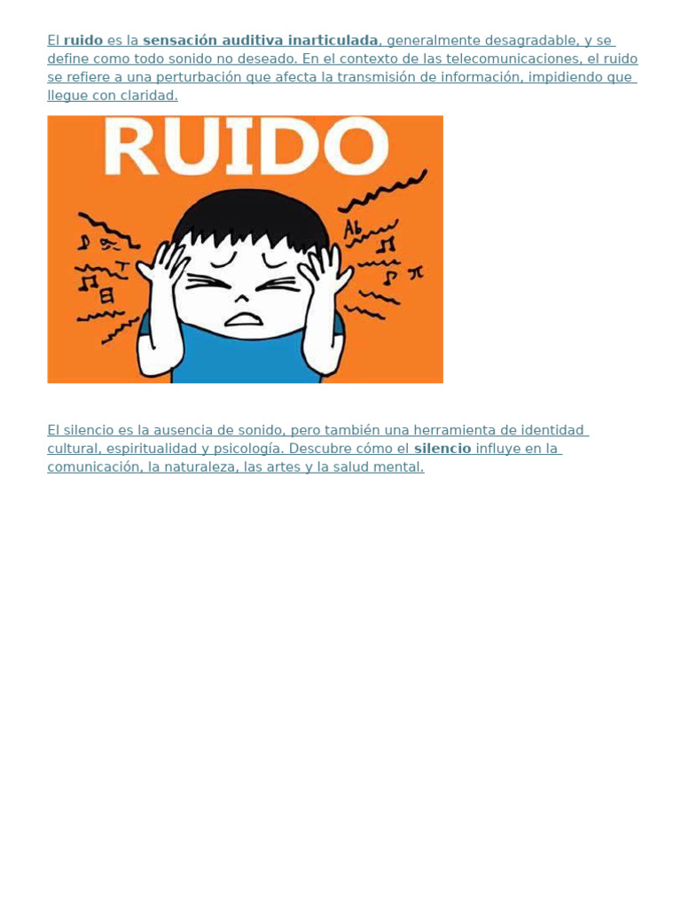 Ruido y silencio: impacto en comunicación | PDF