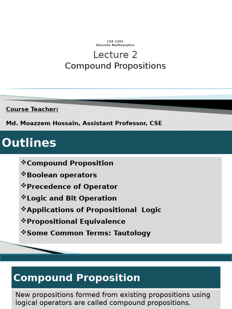 CSE 1201, Week#1, Lecture#2 | PDF | Contradiction | Logic