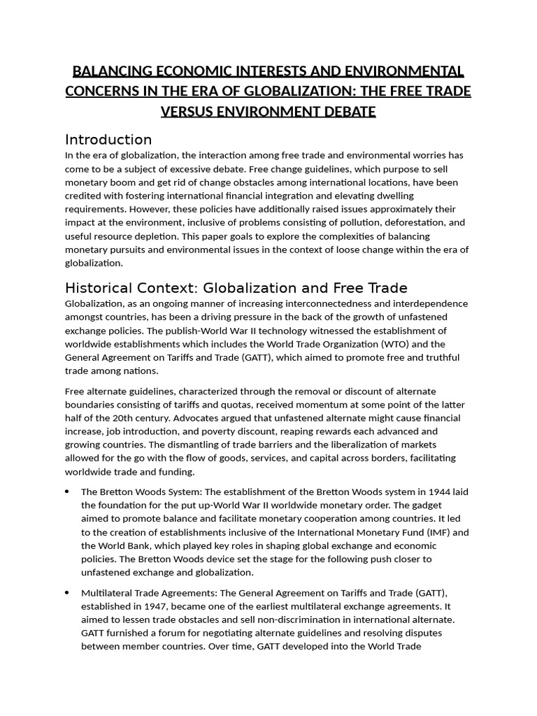 Balancing Economic Interests and Environmental Concerns in The Era of ...