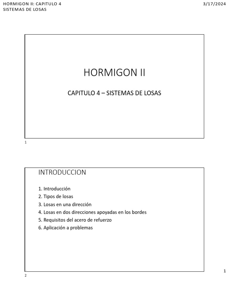 HORMIGON II - Capitulo 4 Sistemas de Losas | PDF | Doblar | Viga (Estructura)