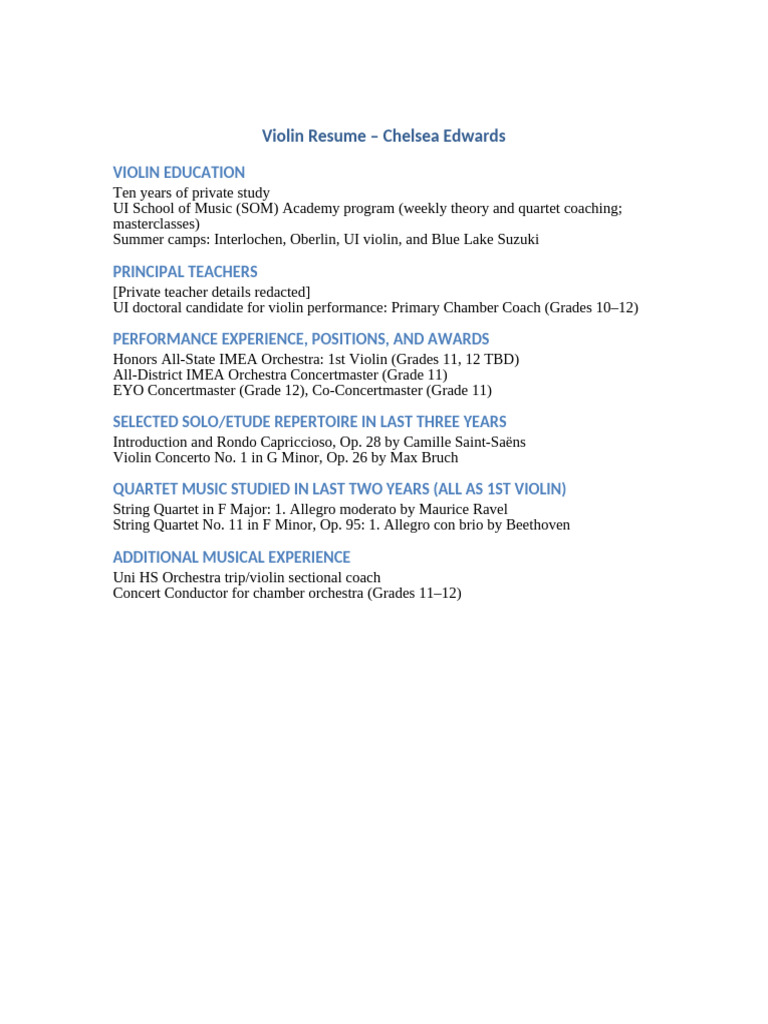 Final Recreated Music Resume | PDF