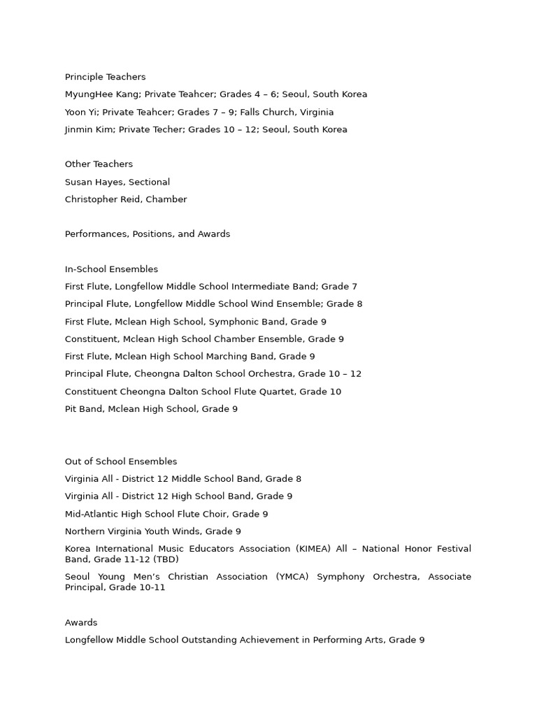 Modified Music Resume | PDF | Orchestras | Concerto