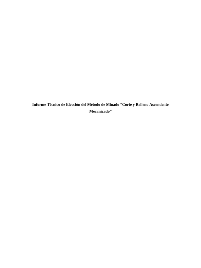 Método de Minado: Corte y Relleno Ascendente | PDF | Minería | Roca ...