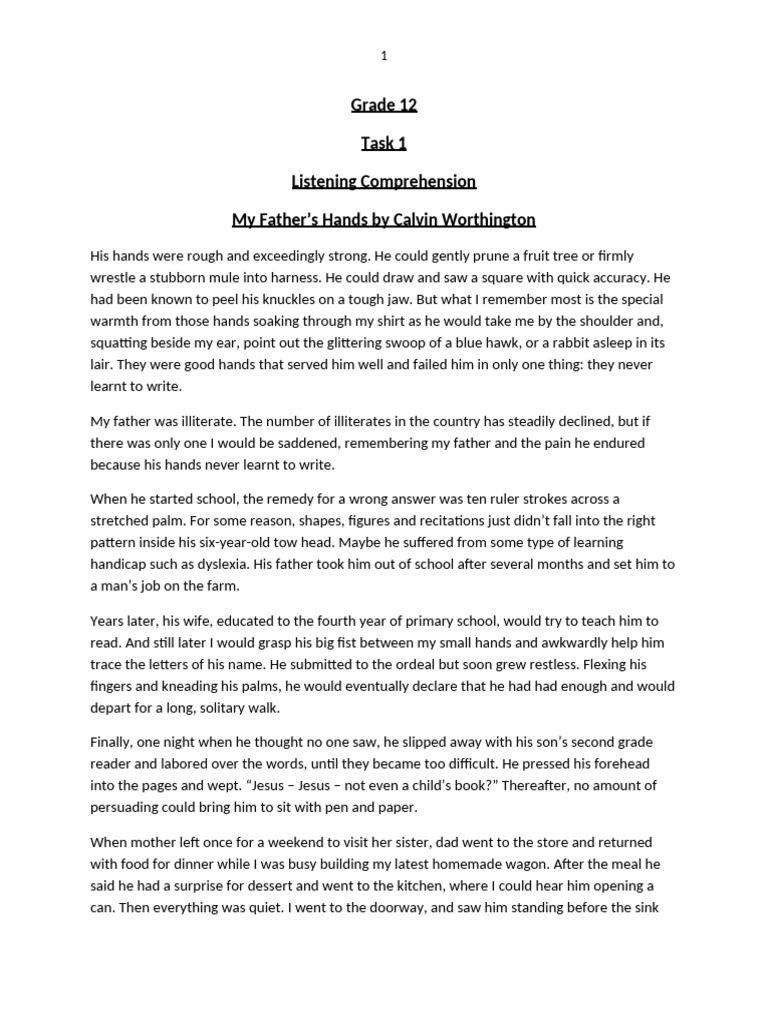 List Compr Gr12 2021 Passage | PDF