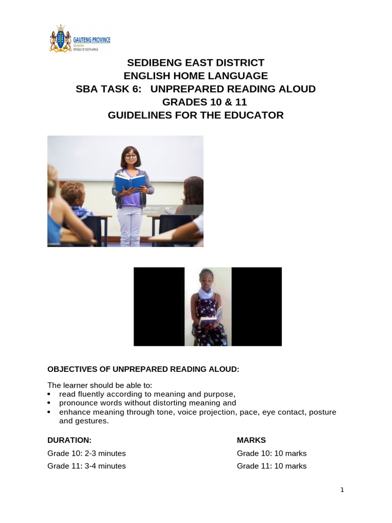 Unprepared Reading Aloud Task 6 Grades 10 & 11 | PDF | Stuttering ...